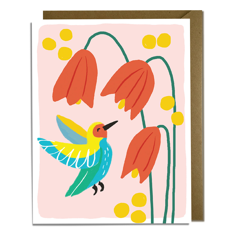 Hummingbird Floral Blank Card – Kat French Design
